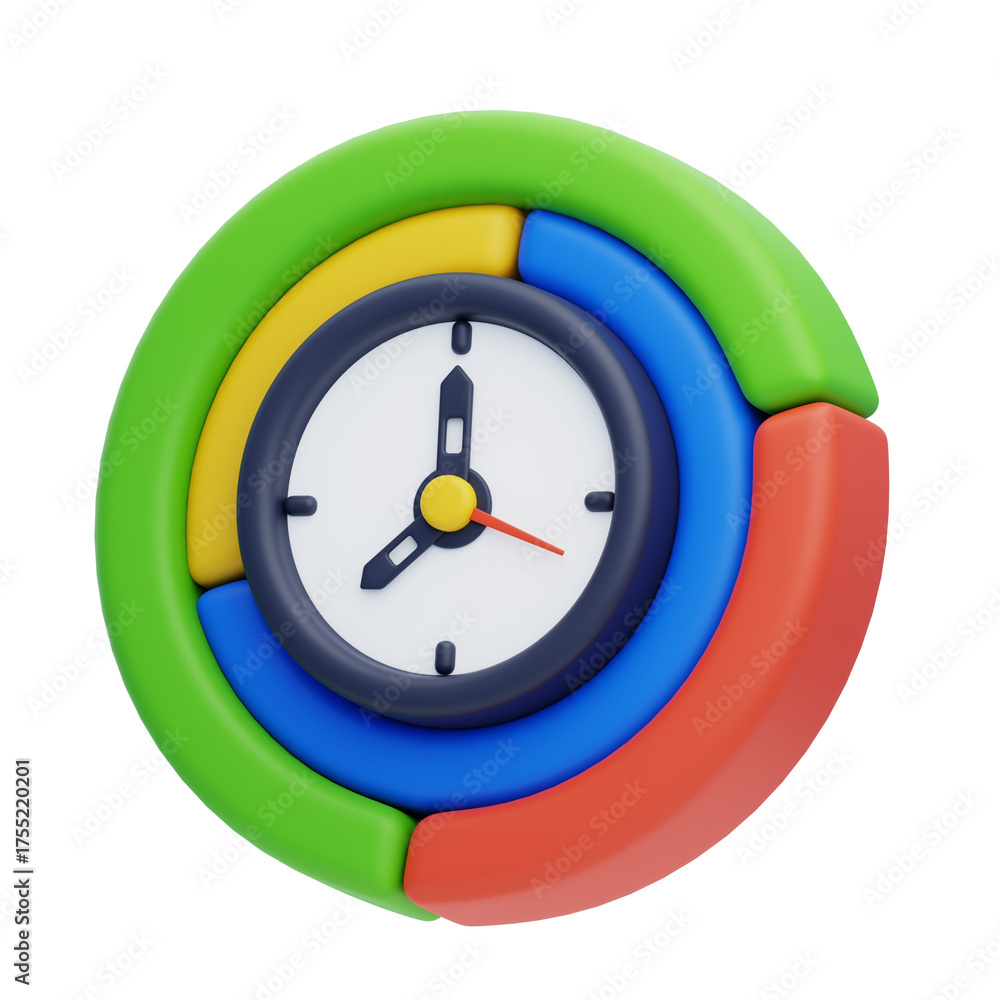 Circular Time Management Diagram With Clock and Colorful Segments ...