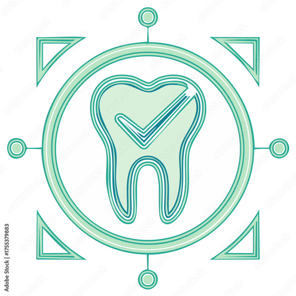 Dental care icon with a tooth and checkmark symbol for oral health ...