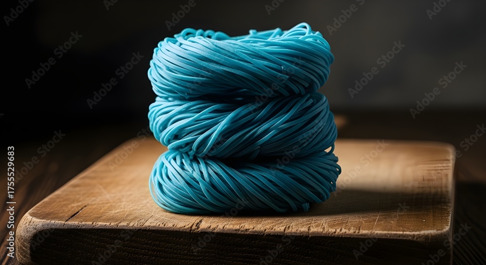 Stacked Blue Asian Noodles, Unique Colored Food Ingredient, Dramatic ...