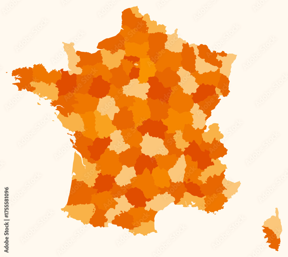Map of France with regions. Just a simple country border map with ...
