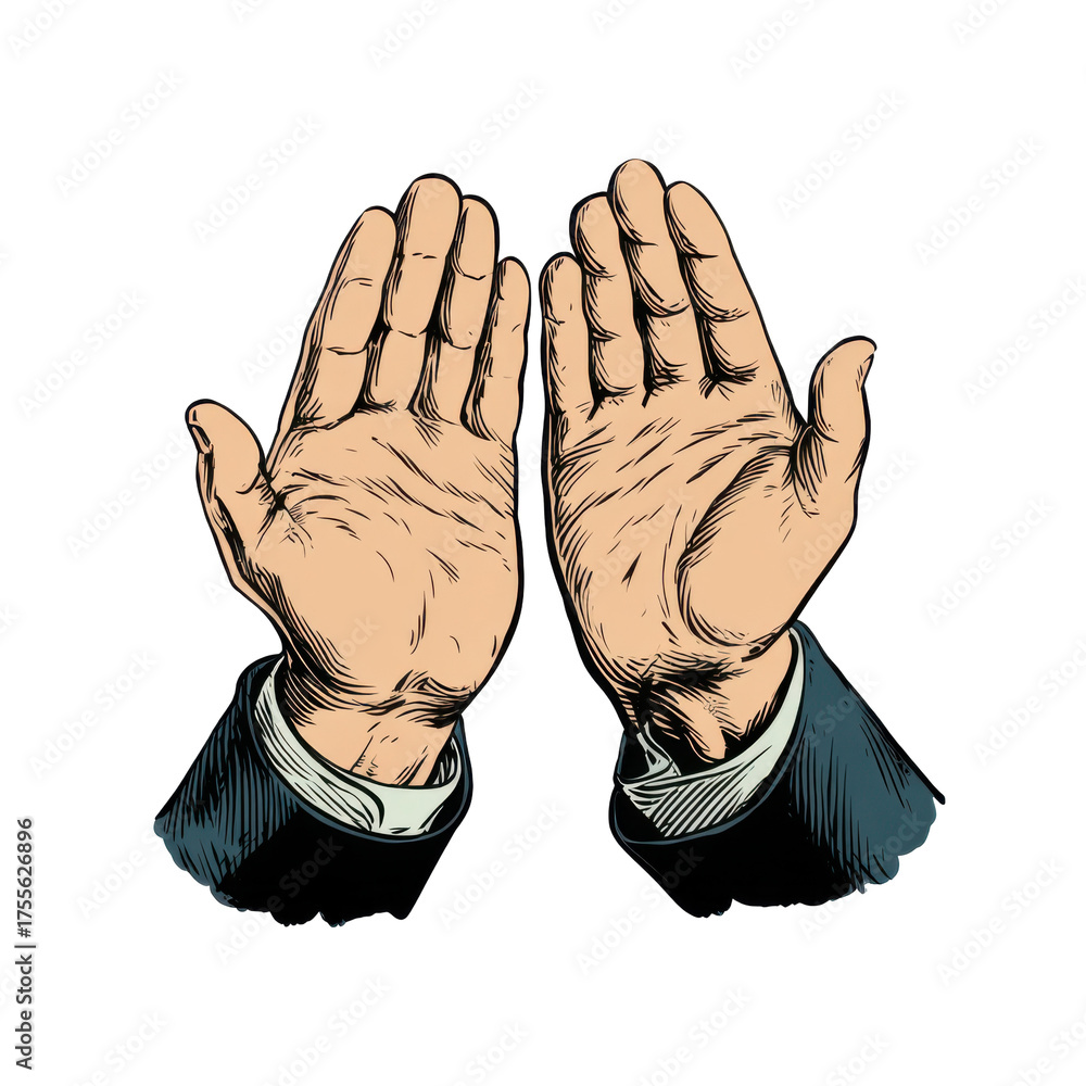 Stockillustrationen Illustration of two hands, palms facing forward ...