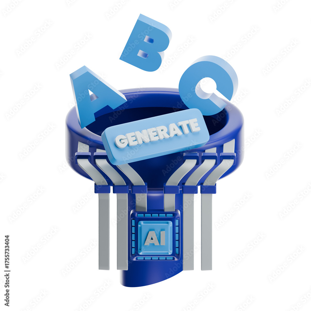 Blue AI Text Effect Generator with Letters A B C Falling into Funnel ...