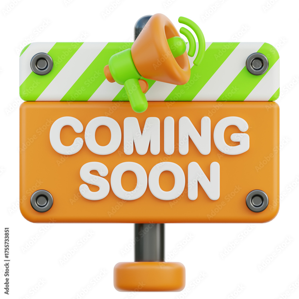 Coming Soon Message On Orange Signboard With Megaphone And Warning ...