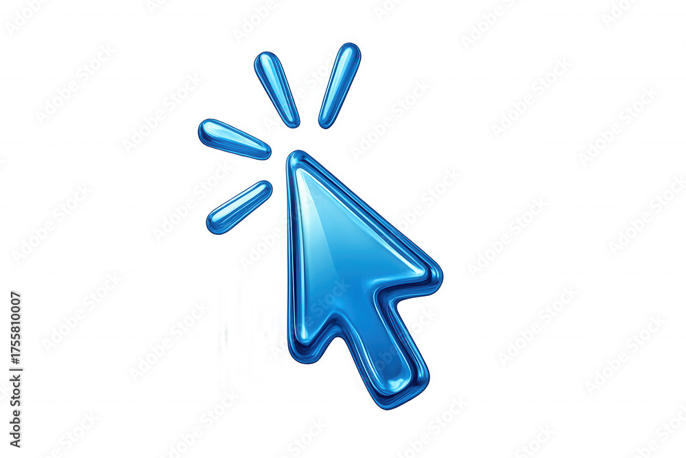 Blue mouse cursor pointing and clicking, representing online interaction and digital navigation ...