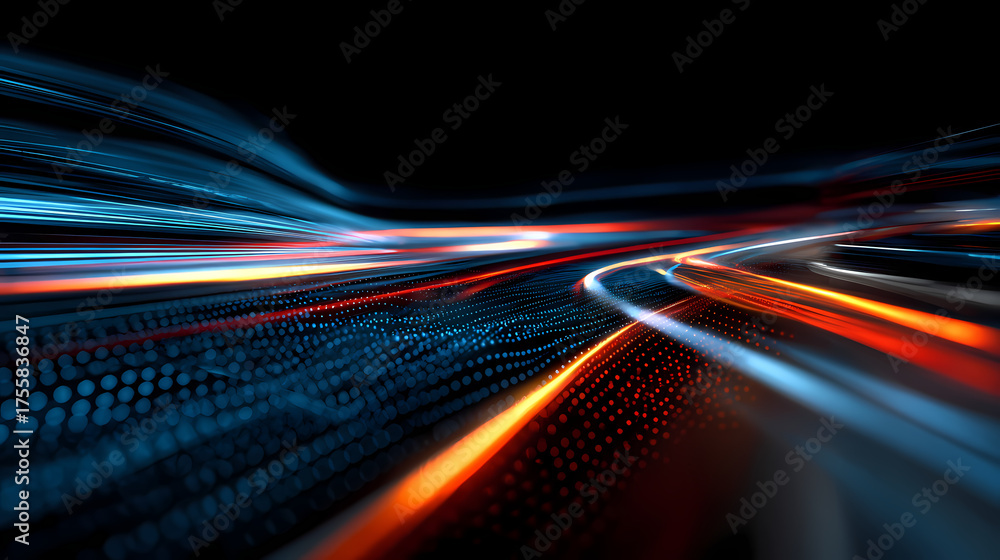 Abstract image of dynamic lights creating a sense of speed and motion ...