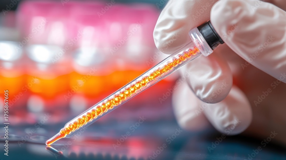 Molecular Biology Laboratory with Pipette, Orange Cells, and Innovative ...