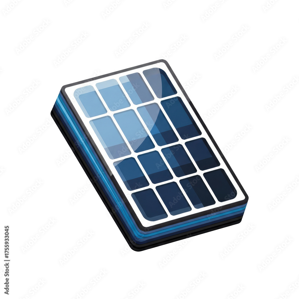 Stack of blue solar panels with white frames on black background icon ...
