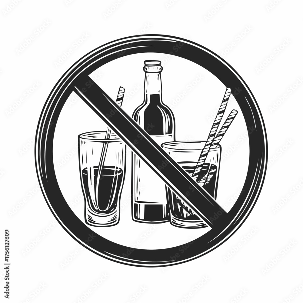 No drugs or alcohol sign, illegal substances, prohibited alcohol and ...
