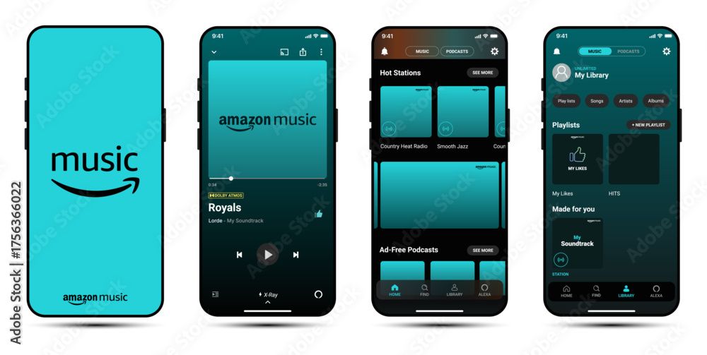 Amazon Music Ui Mockup Template In Iphone Screen Modern Music