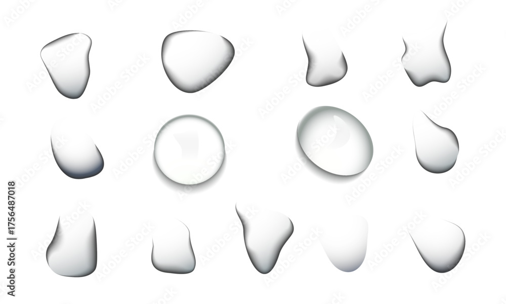 Realistic transparent water drops on transparent background liquid ...