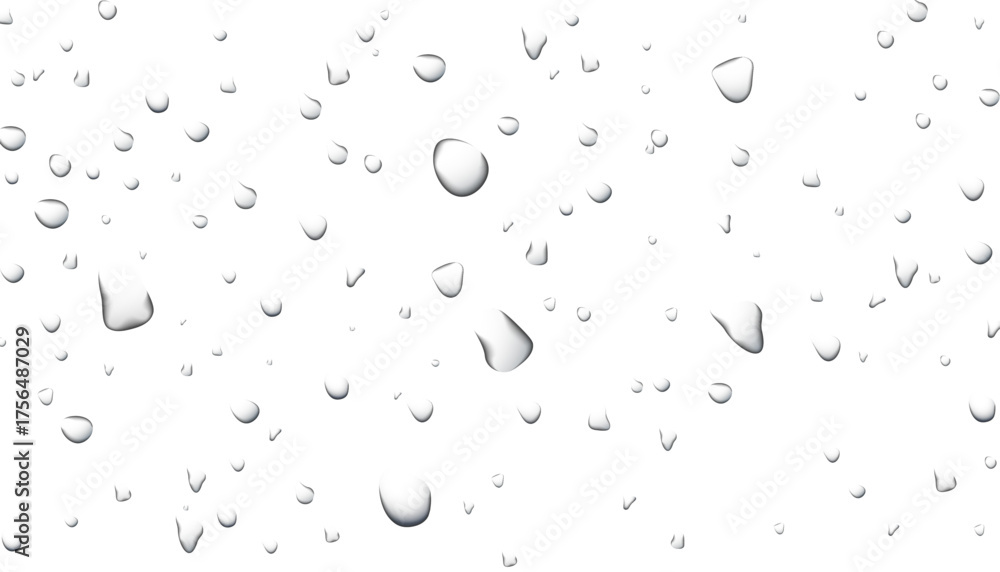 Realistic transparent water drops on transparent background liquid ...