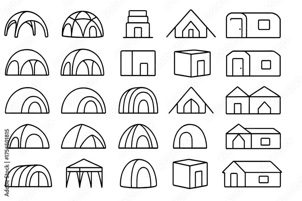Different types of simple structures and shelters designed for various ...