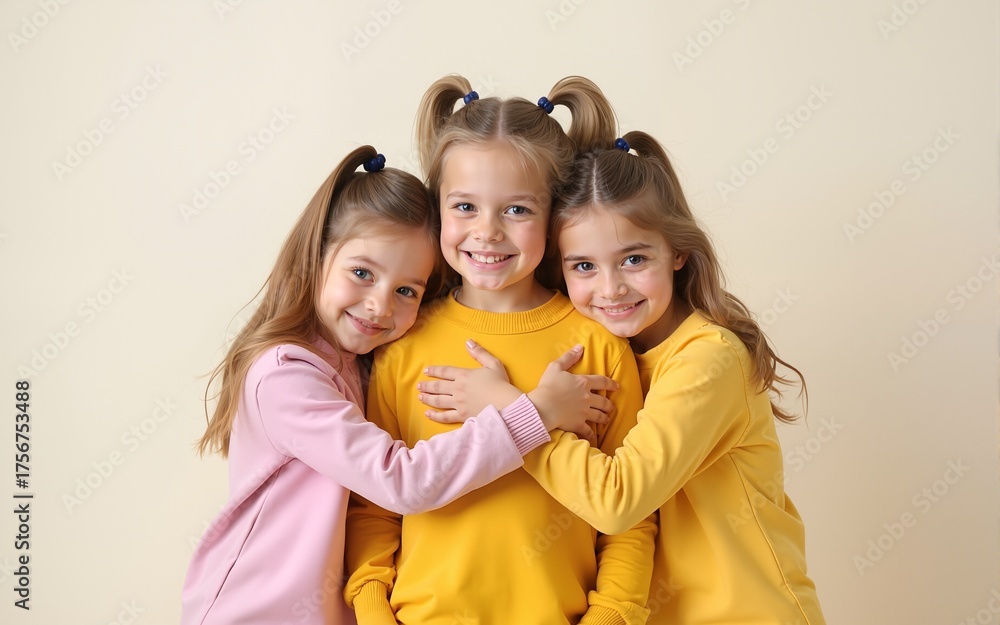 Studio portrait of children on a light background: full body shot of ...