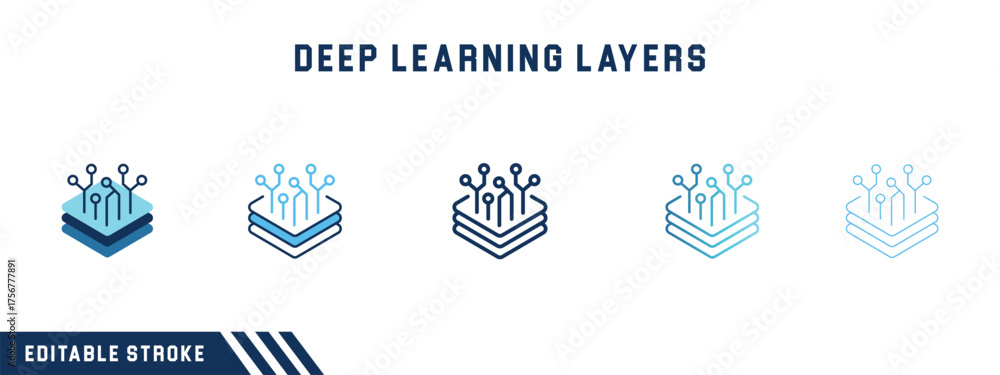 Deep Learning Layers Icon Vector Illustration in Multiple Styles ...