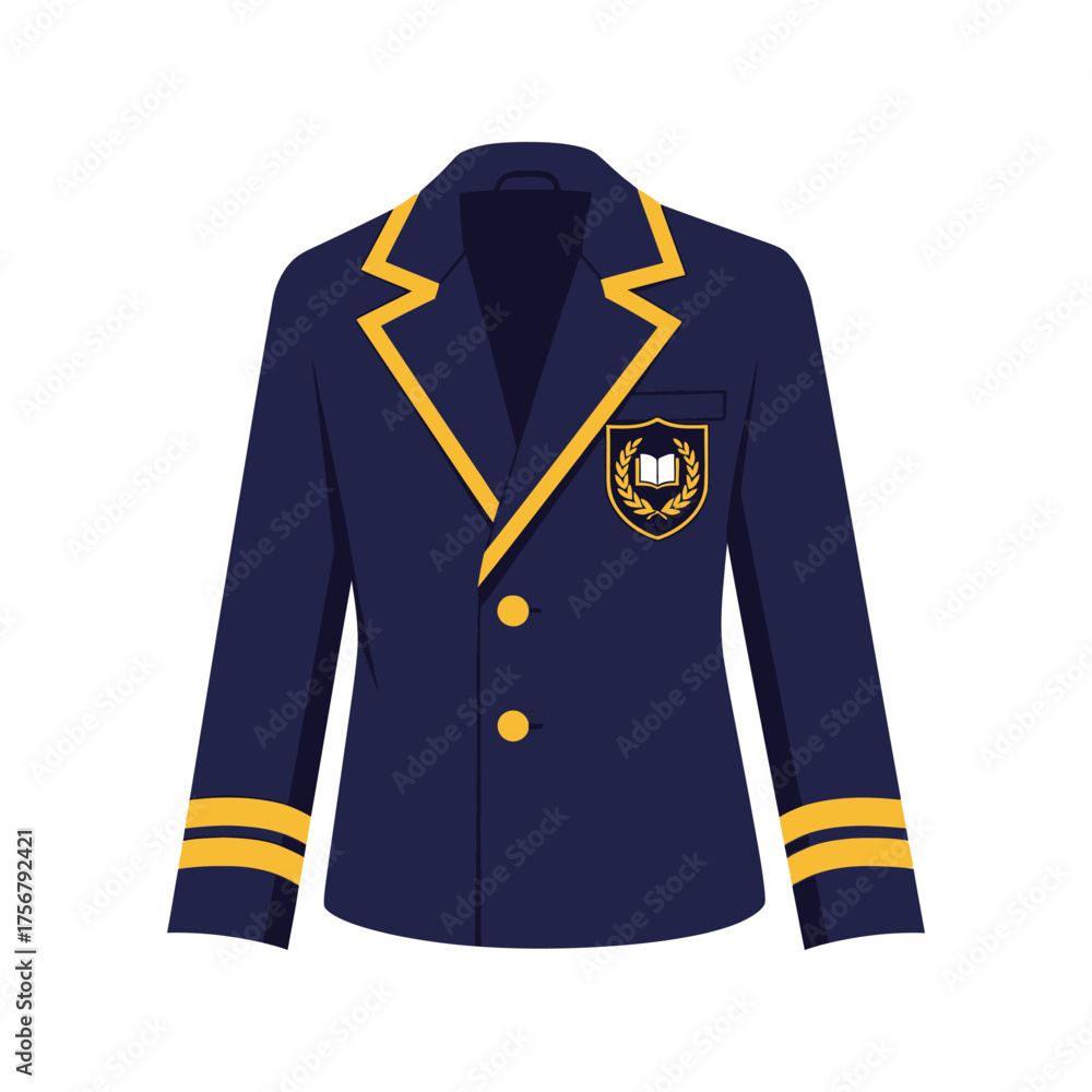 Elegant navy blue school blazer with gold trim and a distinguished ...