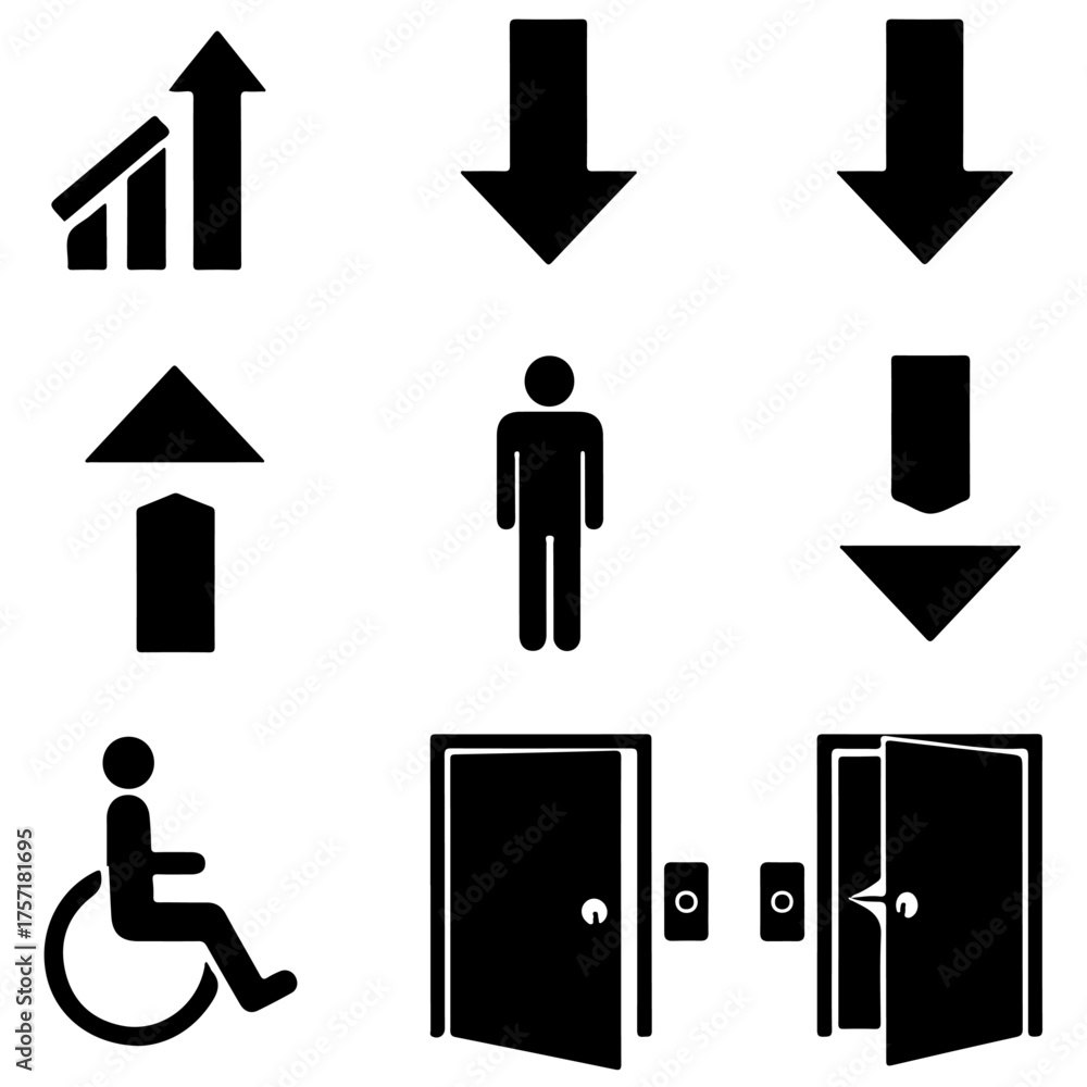 Essential Navigation and Accessibility Icon Set Vector Collection ...