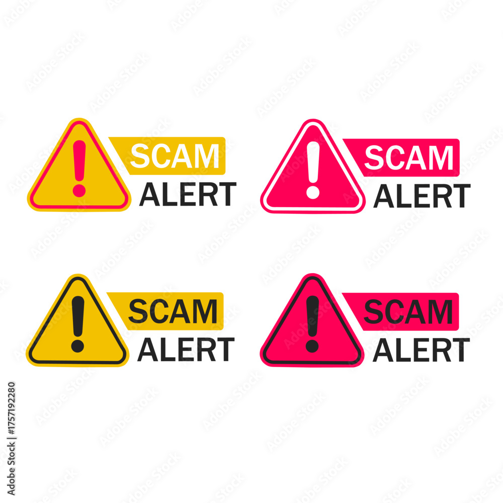 Scam alert warning sign, security and fraud warning Stock Vector ...