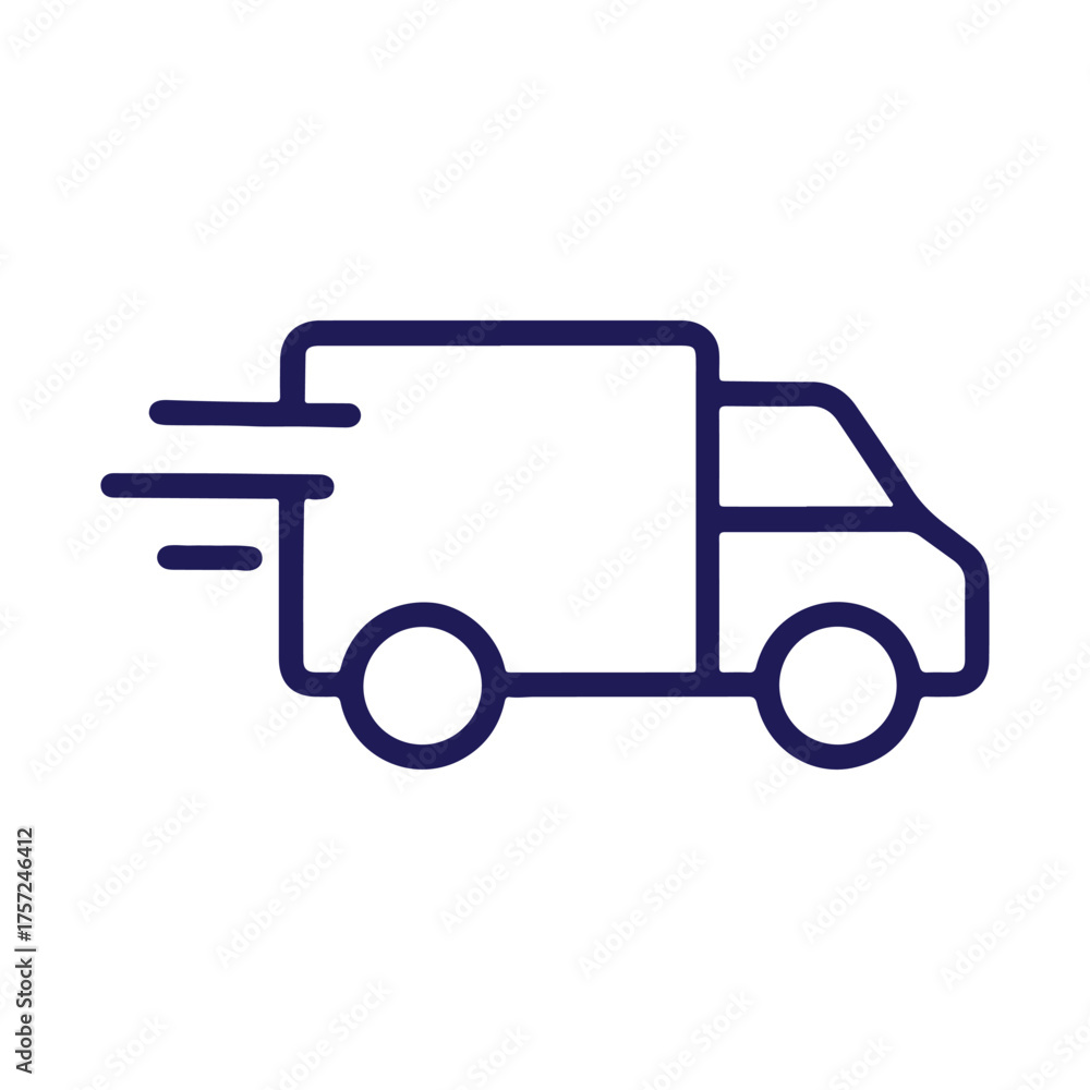 Vector de Stock Simple outline icon of a fast moving delivery truck ...