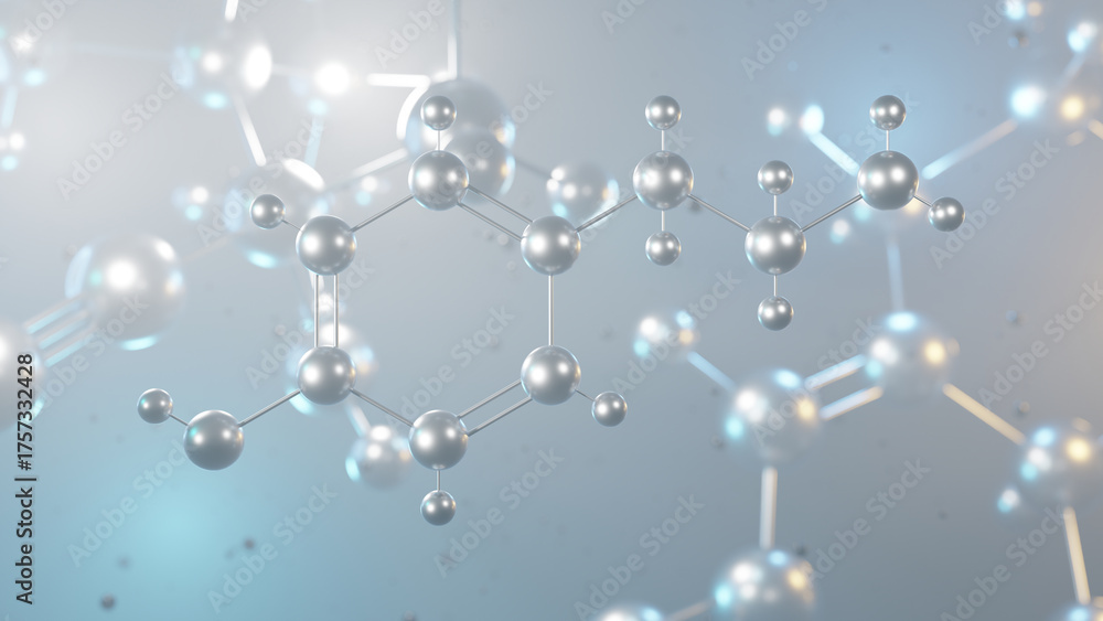 tyramine molecular structure, 3d model molecule, trace amine structural ...