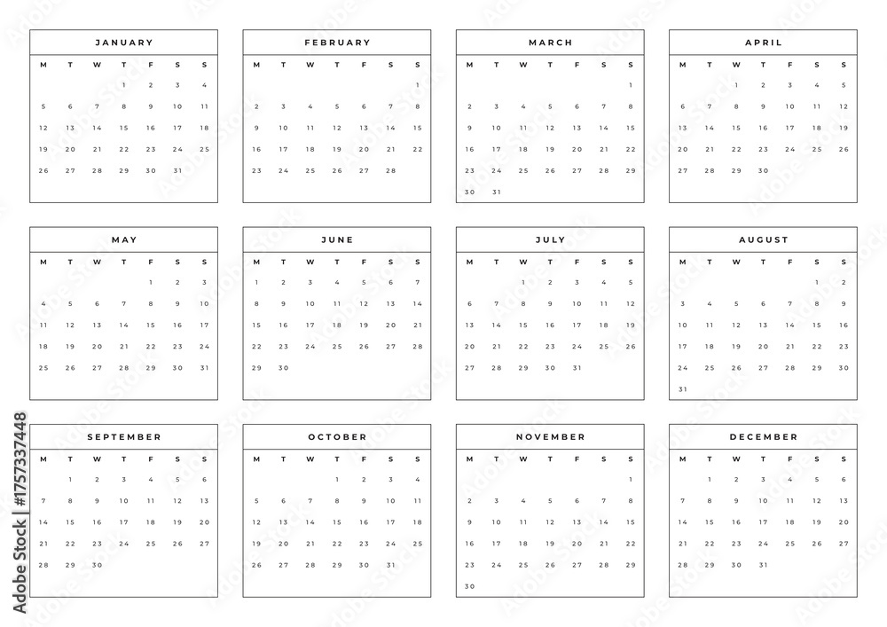 2026 Calendar Printout - jpeg A4 Size Stock Illustration | Adobe Stock