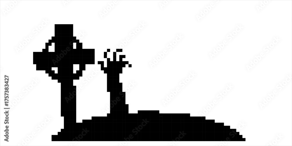 pixel art of hand up in cemetery Stock Vector | Adobe Stock