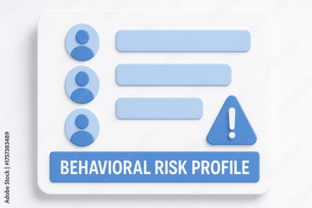 Behavioral risk profile concept with user avatars and alert icon on ...