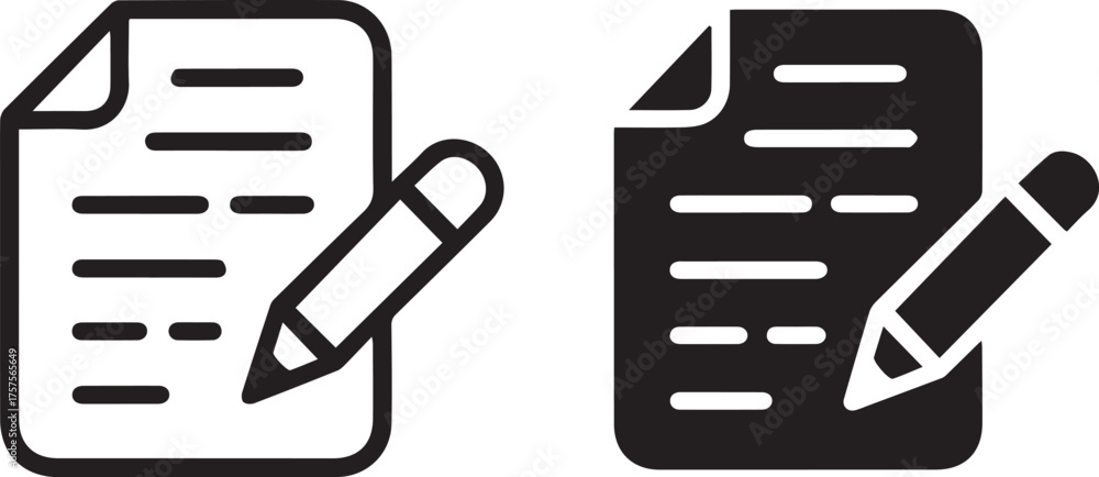 writing and editing icons duo minimal line and solid styles vector ai ...