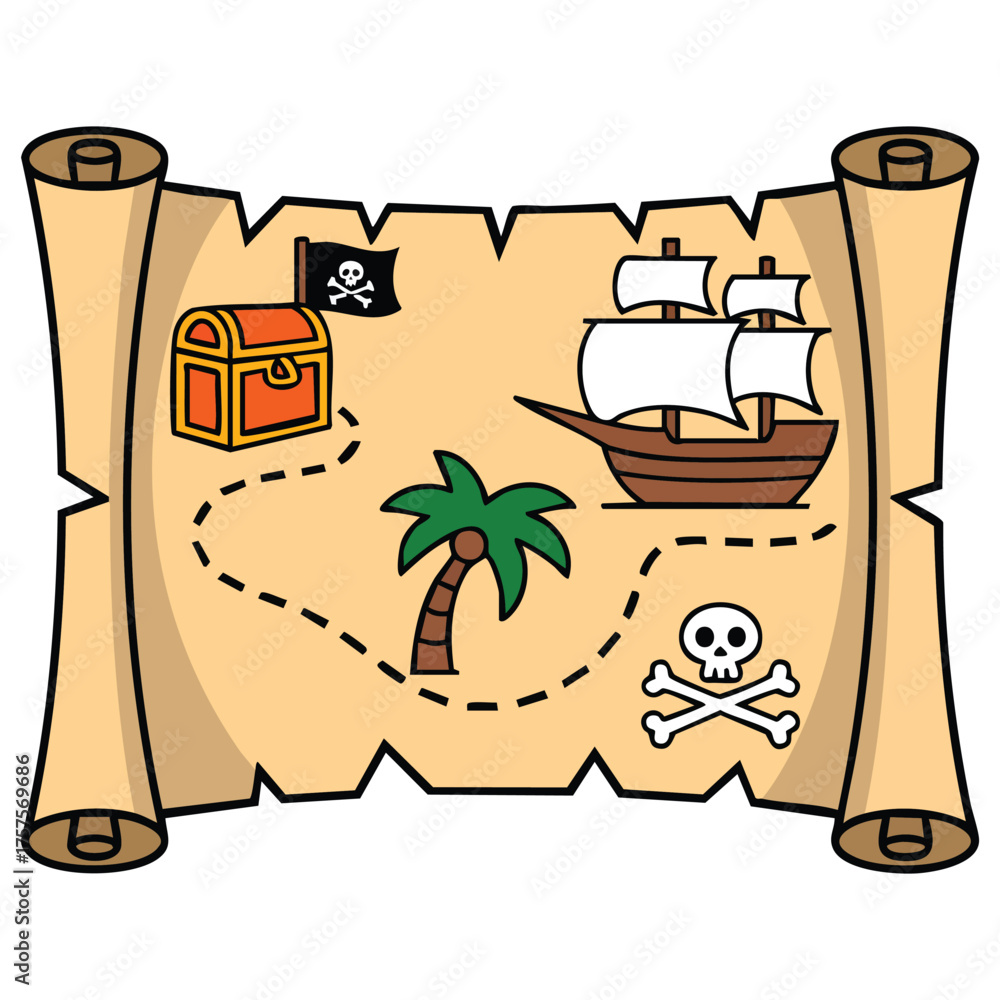 Pirate adventure treasure map for kids party vector Stock Vector ...