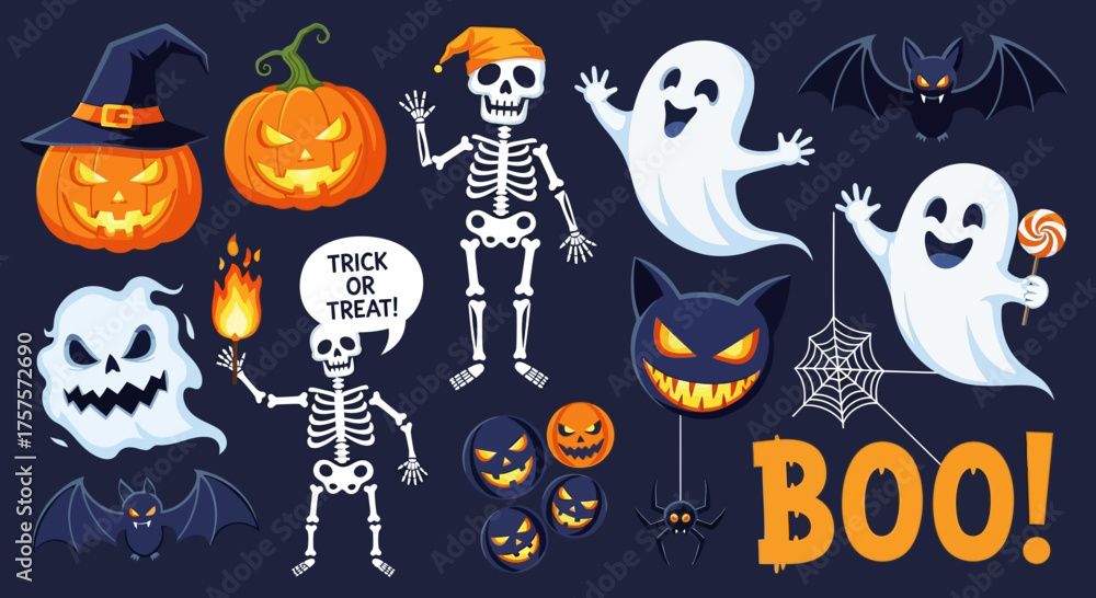 Vector illustration of vector art of collection of halloween characters ...