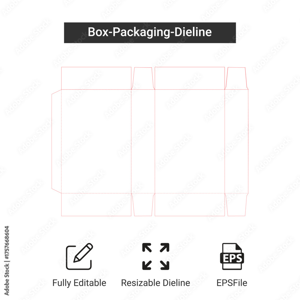 Die Cut Box Template | Editable Vector Dieline for Packaging Designers ...