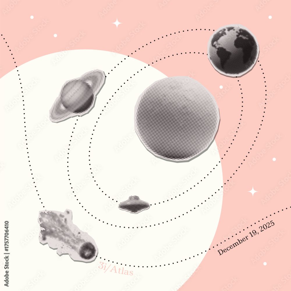 A 3i-atlas-themed illustration showcasing the solar system with planets ...