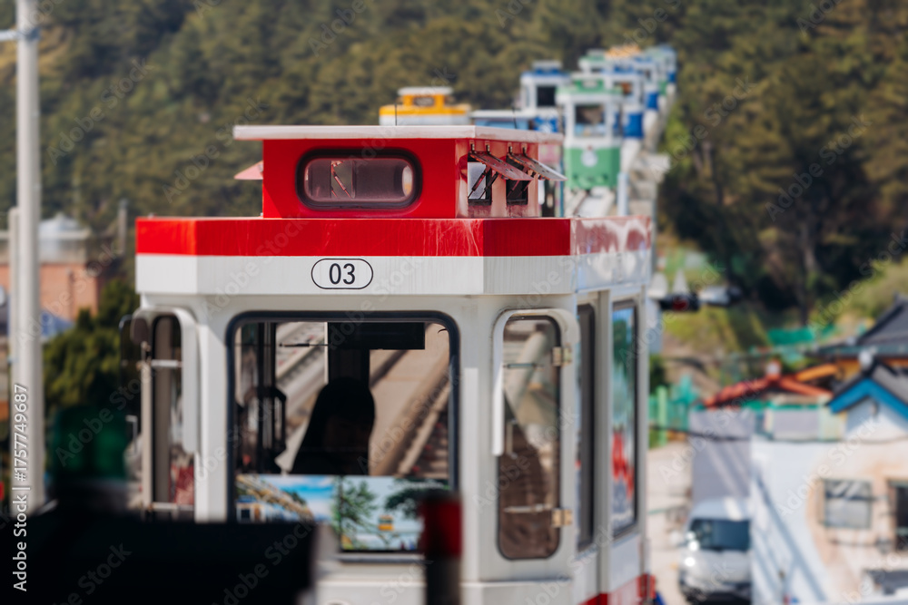 Fotografie Haeundae Blue Line Park, Busan, ride on multicoloured sky ...