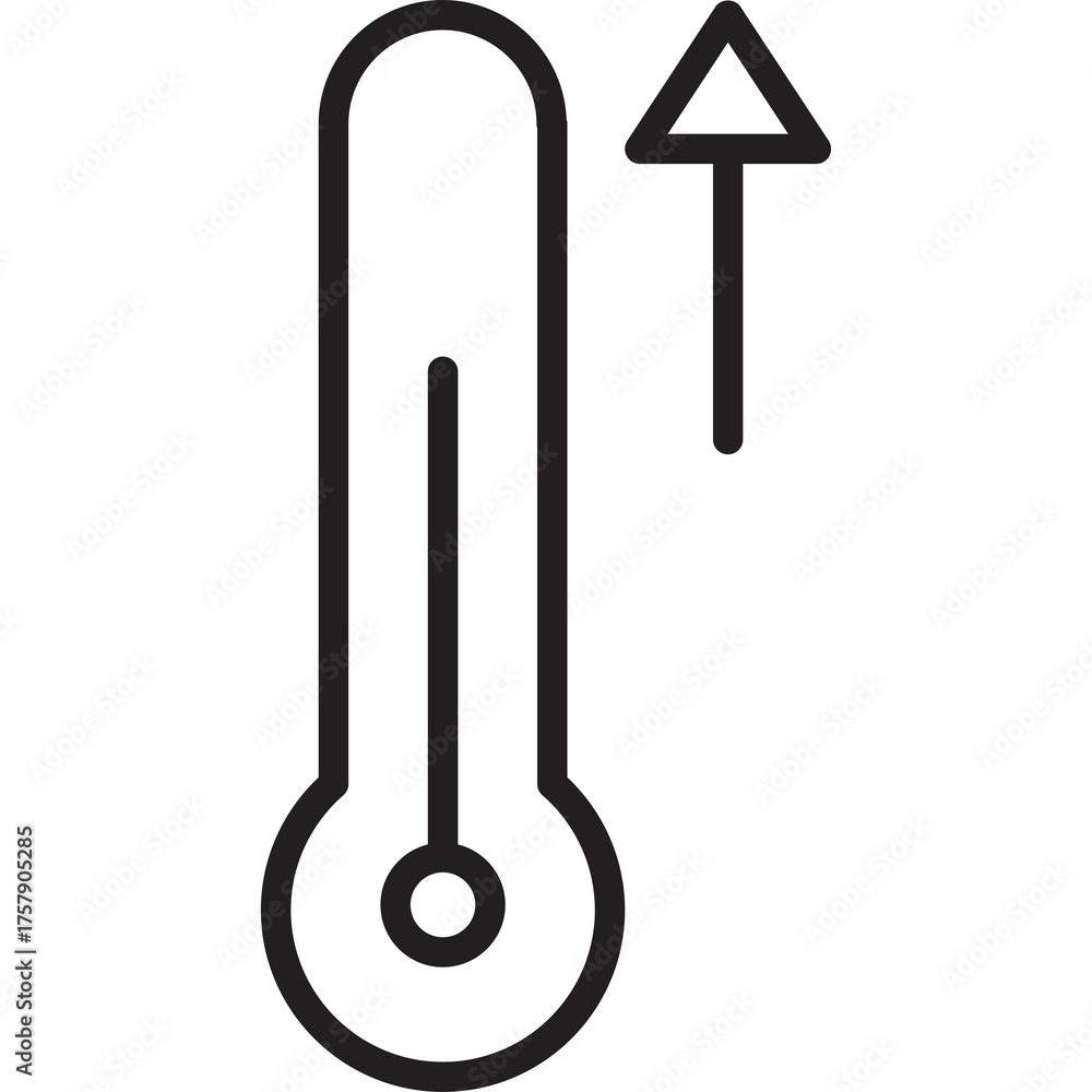 Thermometer Icon Showing Rising Temperature With Upward Arrow Symbol On ...