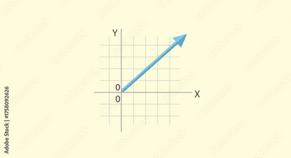 Simplified educational diagram showing arrow vector plotted on ...