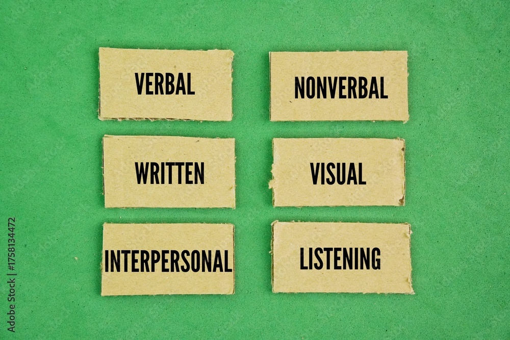 Stock-Foto „The six common types of communication are verbal, nonverbal ...