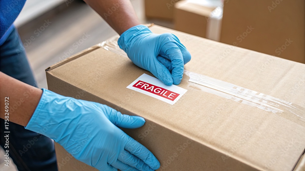 Action of Packaging, Subject of Fragile Box, Location Indoors, Content ...