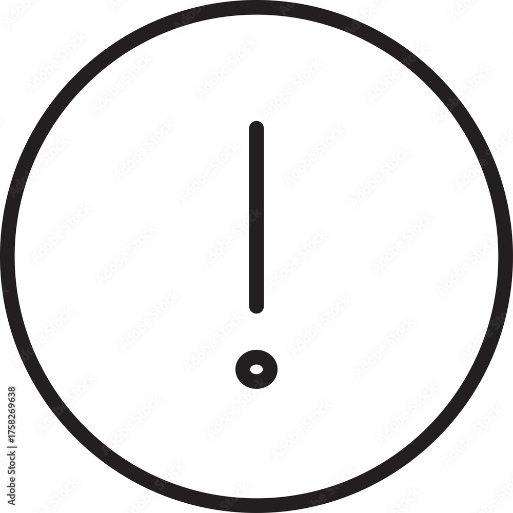 Simple Black Outline Exclamation Mark Inside a Circle Icon on a ...