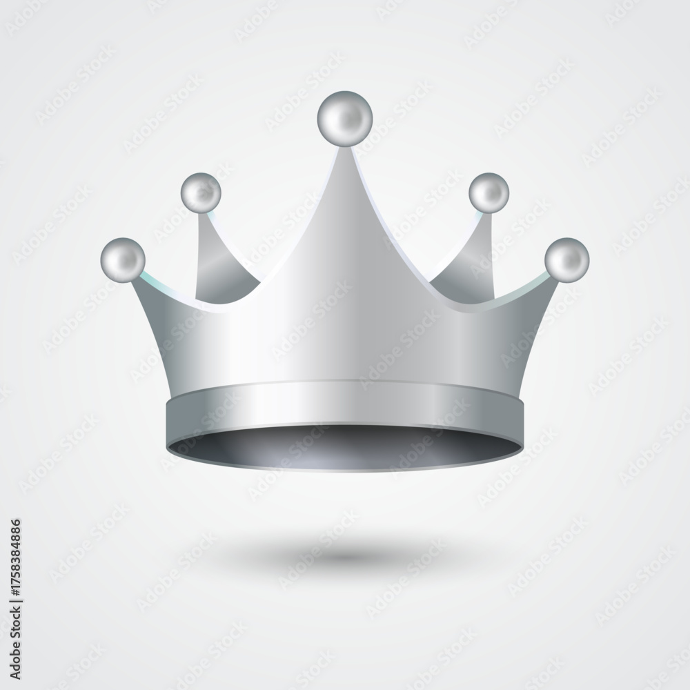 Silver Crown Isolated on White Background - Royal King Crown Vector ...