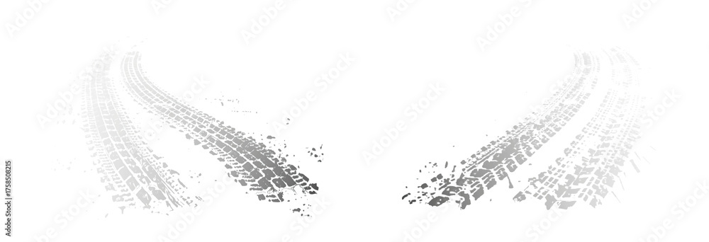 Traces of car, motorcycle tread. Curved realistic traces of tires of ...
