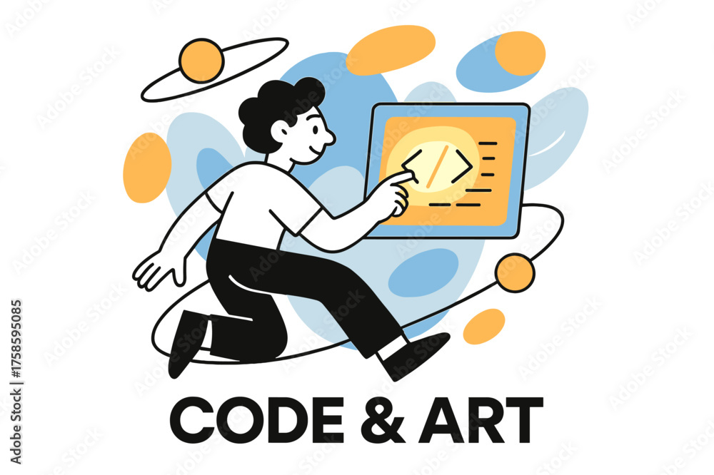Code & Art Fusion. Art and technology. Character coding glowing ...