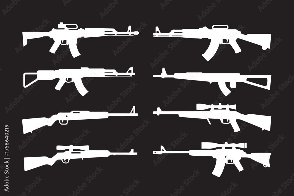 eight rifle silhouettes vector pack modern and historic firearm ...