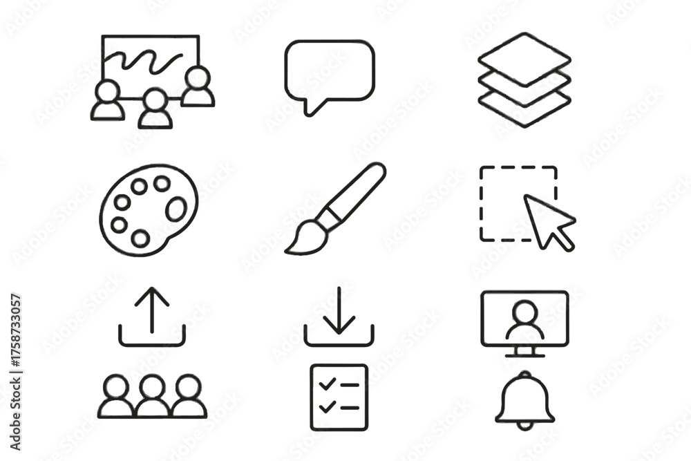 Digital icon checklist panel canvas modern call comment tool avatar art ...