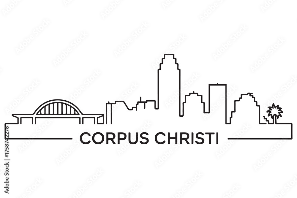 Corpus Christi Line Art skyline silhouette. Black Corpus Christi city ...