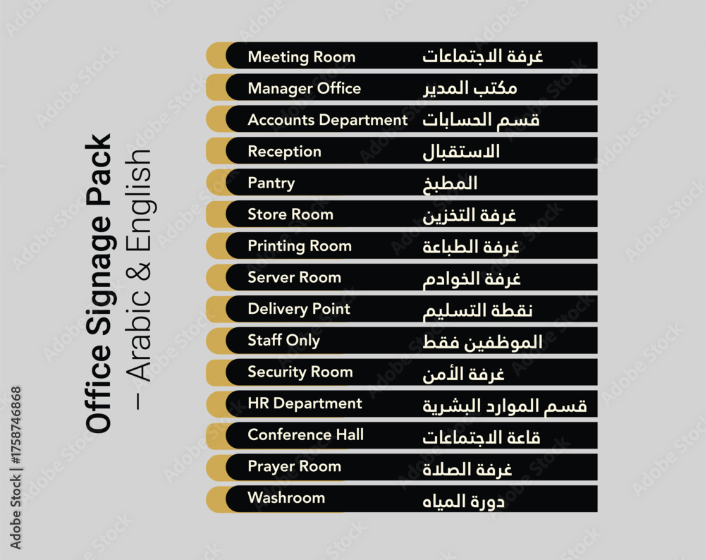 Stock-Vektorgrafik „Professional bilingual office signage pack ...