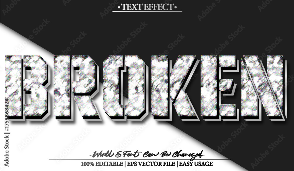 Shattered Broken Cracked Ruined Fractured Text Effect Editable Alphabet ...
