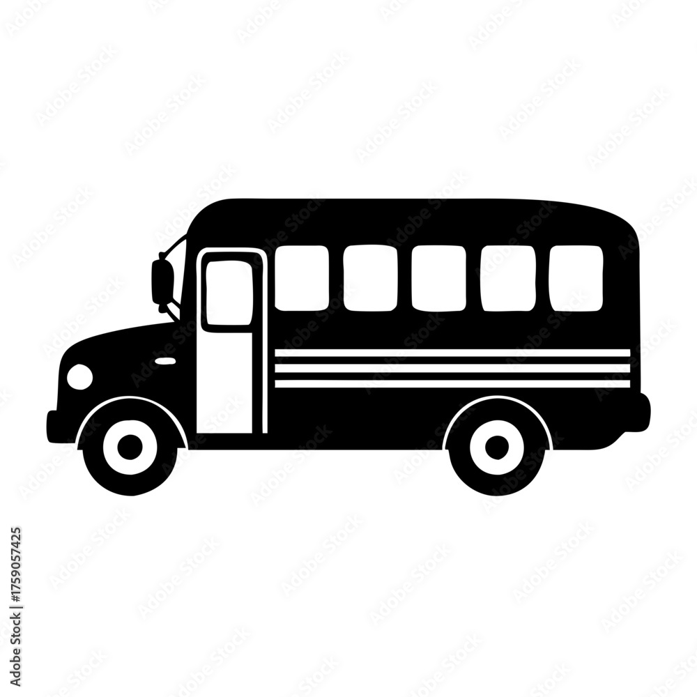 Vector art of side view of a black school bus, a symbol of education ...