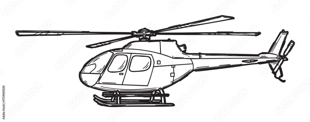 Image vectorielle Stock Black outline drawing of a small, streamlined ...