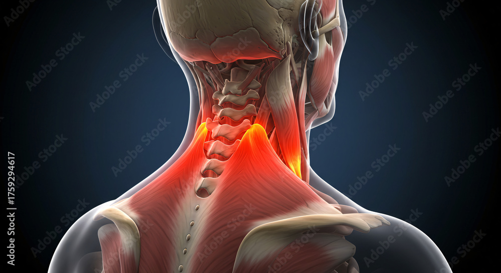 Muscle Spasm and Neck Rigidity Due to Cervical Spondylosis Stock Photo ...