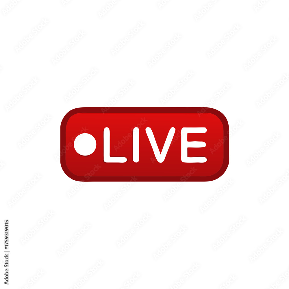 live streaming icon, Red Live buttons symbol, for tv shows, social ...