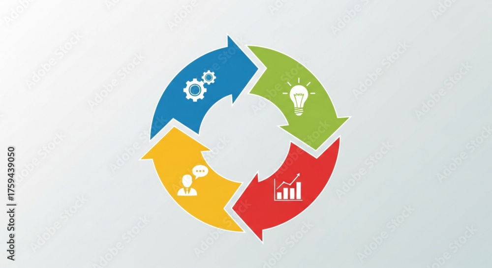 Circular process diagram for business workflow management and ...